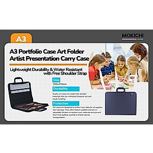 MOKICHI A3 Portfolio Case Art Folder Artist Presentation Carry Case