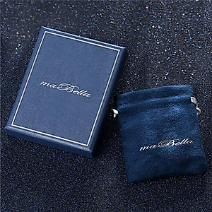 MABELLA His Hers 3 Pcs Stainless Steel Matching Band Women Heart Cut Sterling Silver Wedding Engagement Ring Set Women's Size 7 Men's Size 9