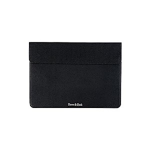 Dawn & Dusk's 13 inch Laptop Sleeve Compatible with MacBook Pro & MacBook Air, PU Leather, Vegan Friendly, Hand-Made, Magnetic Flap, Black.