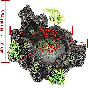 DOHAOOE Reptile Tank Accessories Habitat Water Dish Tree Trunk and Artificial Arched Rock Bridge for Bearded Dragon Leopard Gecko Lizard Snake Chameleon Hermit Crab Ball Python Water Frog Turtle