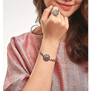 ETHNIQ Carrington Collection Floral Rings adorned with Ruby & Emerald Cubic Zirconia Gift Ideas for Finance Girlfriend Mother Women's Ring size 5.5