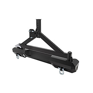 APS Black Textured Rock Crawler Rear Bumper with Tire Carrier & 2X D-Ring for 2007-2018 Wrangler JK