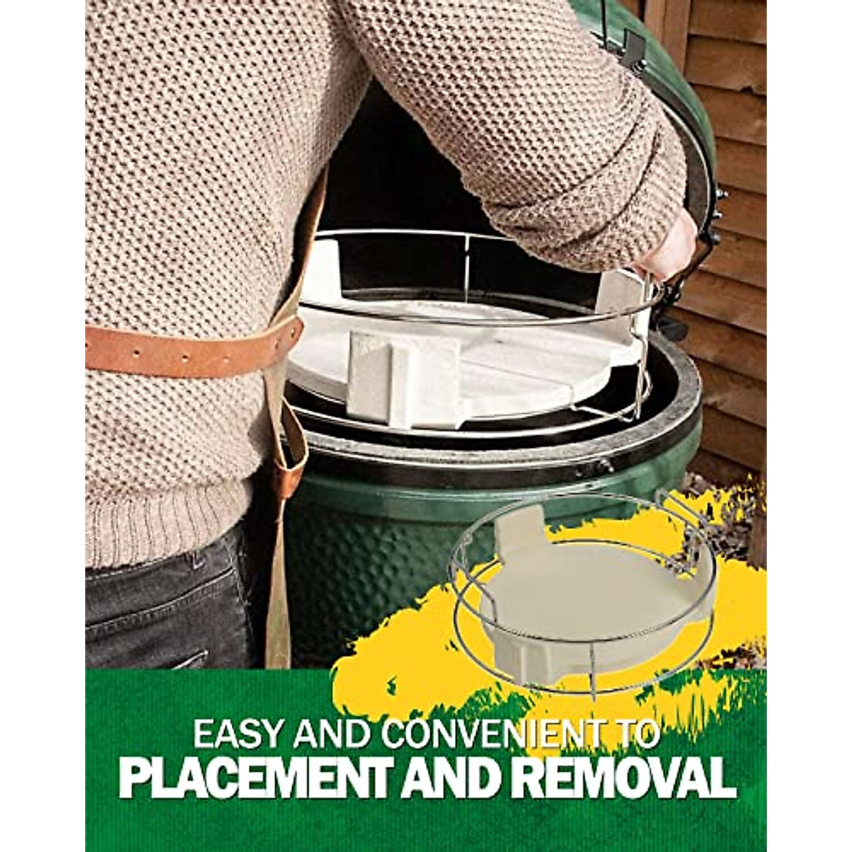 BBQ Expander Rack Kit, Big Green Egg Grill Accessories Large - Includes 2-Piece Multi-Function Rack, 1-Piece Conveggtor Basket, 2 Half-Moon Grids, Heavy-Duty Stainless