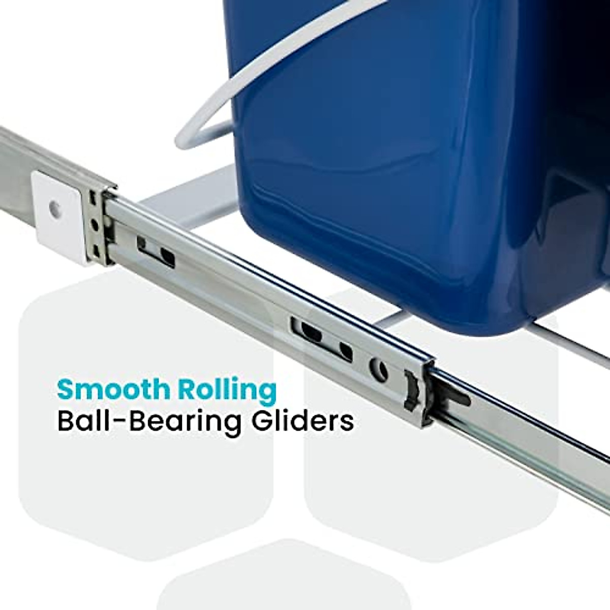 Home Zone Living 15.3 Gallon Pull Out Under Cabinet Trash Can, Large Dual Removable Liners for Recycling and Trash (7.65 + 7.65 for 15.3 Gallon Total)