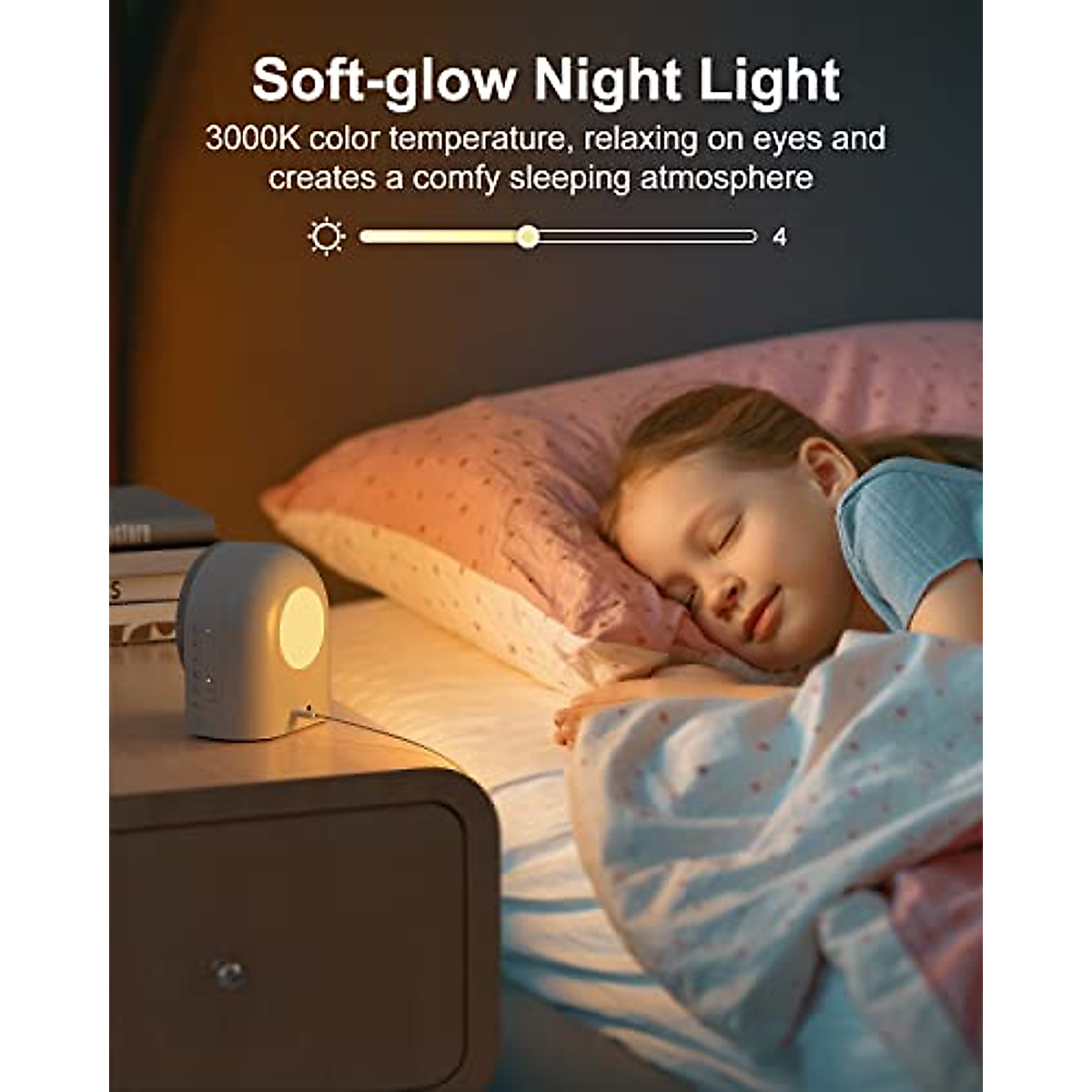 Medcursor White Noise Machine- Sleep Sound Machine with Adjustable Night Light, 29 Soothing Sounds for Sleeping, Memory Function, Compact Sleep Timer Therapy for Adult & Baby, No AC Adapter (White)