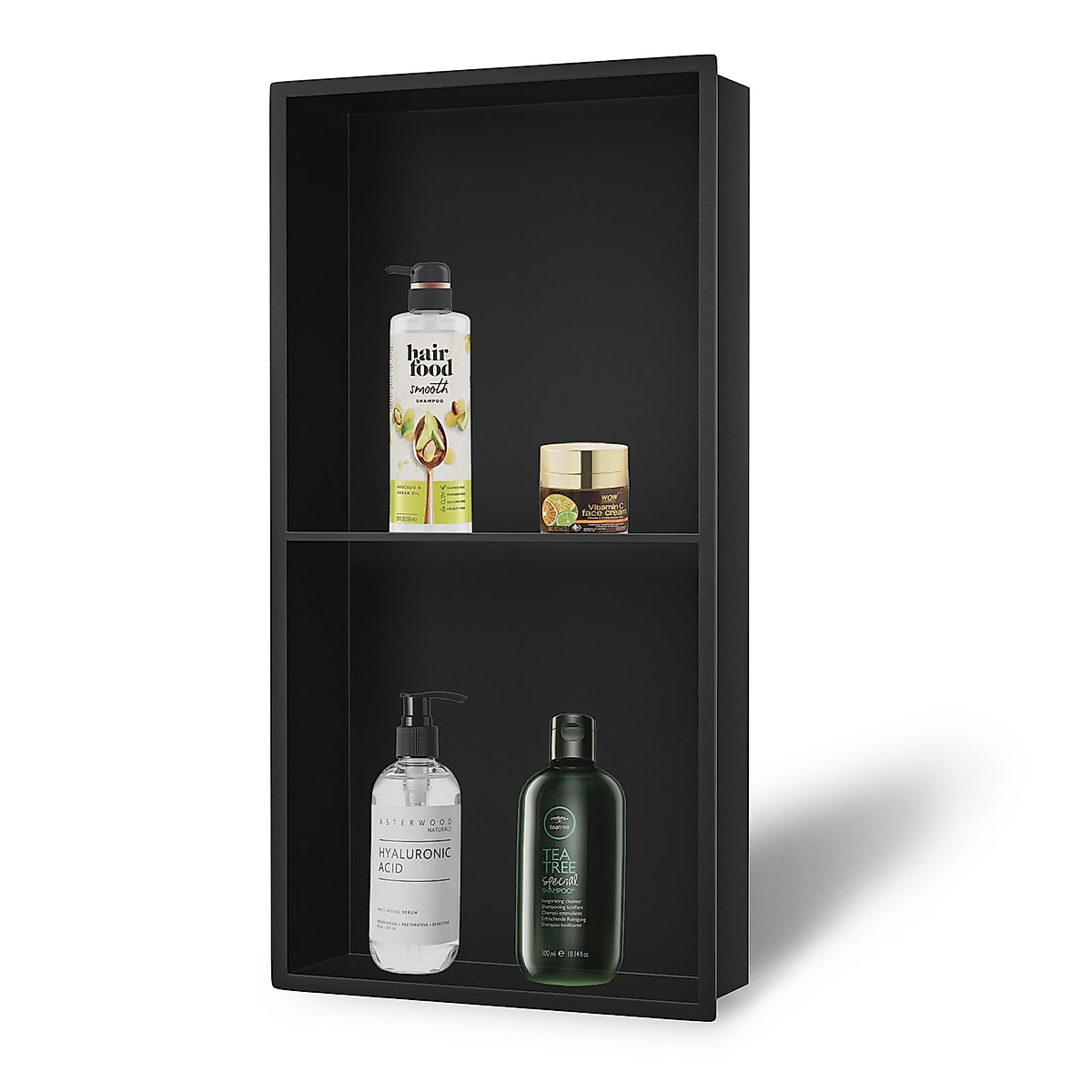 Neodrain No Tile Shower Niche, Stainless Steel Wall Niche 13.1"X25.1"(Inner Size 12"X24"), Two-Tier Bathroom Shelf, NO Tile Needed Recessed Niche Shower for Bathroom Storage, Matte Black