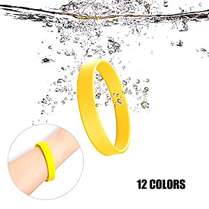 12 Wholesale Rubber Bracelets Silicone Bracelets Solid Color Silicone Wristbands Colored Rubber Stretch Bracelets Silicone Bracelets for Women Men Teen Gifts (12 Color Mixed)