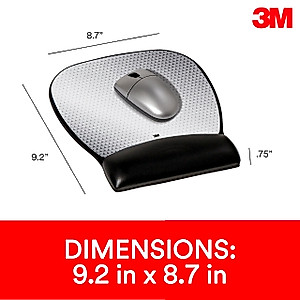 3M Precise Mouse Pad with Gel Wrist Rest, Soothing Gel Comfort with Durable, Easy to Clean Leatherette Cover, Optical Mouse Performance and Battery Saving Design, 9.2" x 8.7", Black (MW310LE)