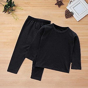 Baby Gift Items Boys Sleeved Solid Color T Shirt Top Trousers Home Wear Loose Base Suit for 1 to 10 (c-Black, 9-10Years)