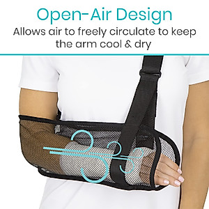 Vive Arm Sling for Shoulder Injury & Surgery Recovery - Waterproof Mesh Shower Sling Immobilizer for Rotator Cuff Support - Right Left Arm for Men & Women - Stabilize Elbow, Wrist, Thumb, Dislocation