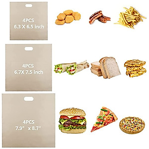 Tezam Toaster Bags Reusable for Grilled Cheese Sandwiches | Safest On The Market - 100% BPA & Gluten Free | Non Stick Toast Bag (12PCS)