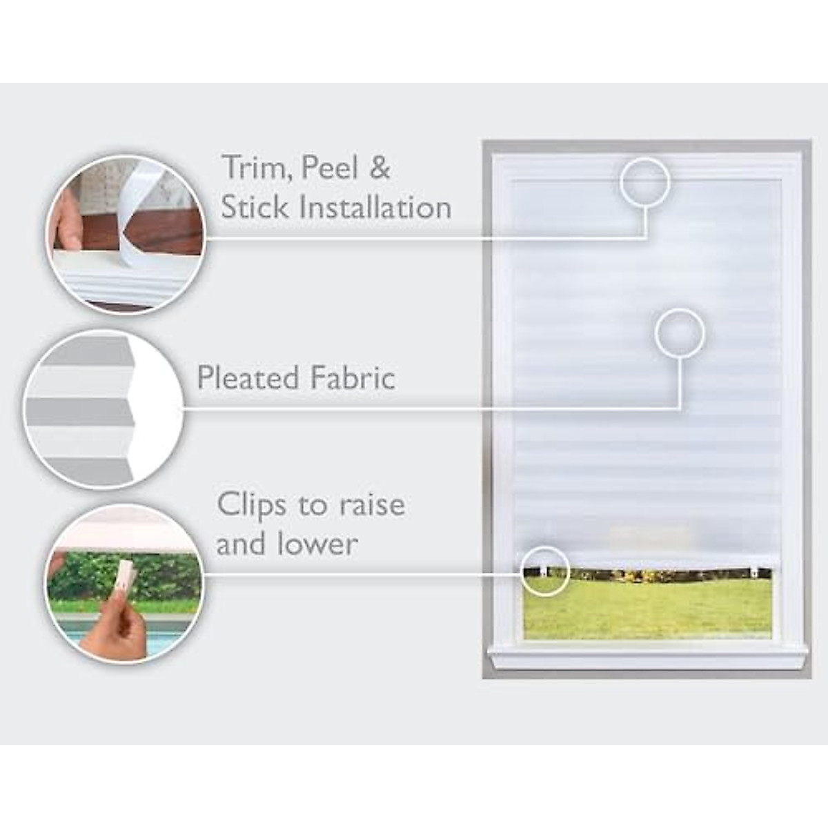 Redi Shade No Tools Original Light Filtering Pleated Fabric Shade White, 36 in x 72 in, 1 Pack