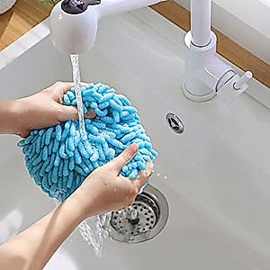 Emivery 3 Pack Chenille Hand Towels Soft Absorbent Microfiber Hanging Ball Towel Bathroom Kitchen Hand Drying Towels Wipe Cleaning