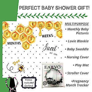 EARVO Honeycomb Bee Baby Monthly Milestone Blanket Boy or Girl Honeycomb Bee Baby Month Blanket Hippie Honey Backgrounds Milestone Blanket for Newborn to 12 Months Milestones 47”x40”BTXYEA23