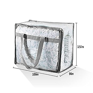 JiaGeMei Vinyl Storage Bags for Sheet, Thin Blanket, Sofa Pillow, Clothes (Grey)