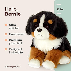 Bearington Bernie The Bernese Mountain Dog Stuffed Animal, 13 Inch Puppy Stuffed Animal