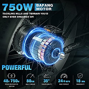 Cyrusher XF800 Moutain Ebike 750W BAFANG Motor 48V 13Ah Integrated Battery 4.0" All Terrain Fat Tire Electric Bike for Adults Shimano 7-Speed Front Fork+Rear Spring Suspension (XF800,White)