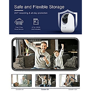 Indoor Security Camera 2K, Pet Camera with Phone App, WiFi Cameras for Home Security Camera for Dog/ Baby Monitor/Elder Pan Tilt, 2.4G, 24/7, 2-Way Talk, Human Detection, Motion Tracking, SD&Cloud