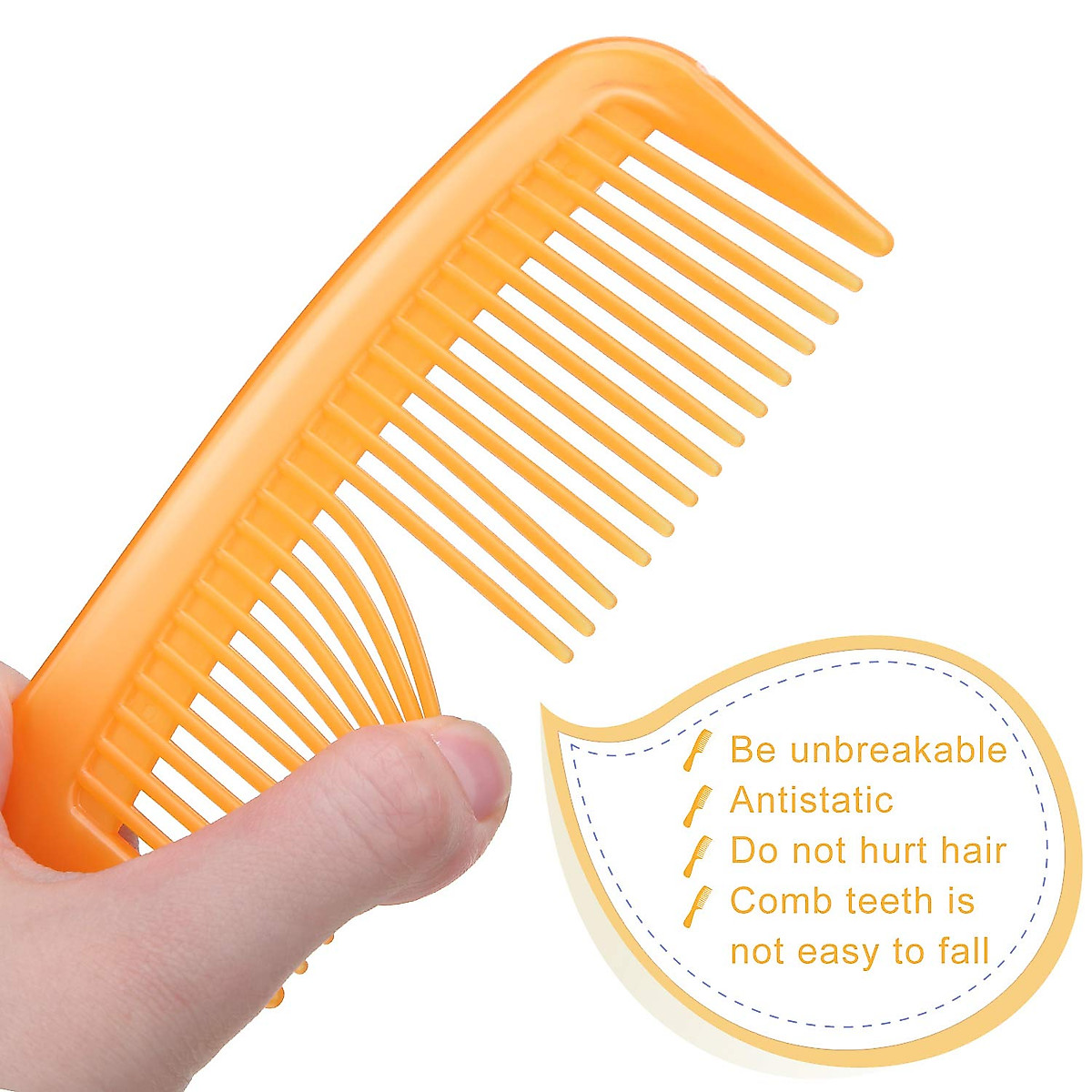 15Pcs Comb With Handle Colorful Styling Handle Comb Set Plastic Round Long Handle Comb Fine Dressing Unbreakable Detangling Hair Comb for Women Toddler, 8 Inch