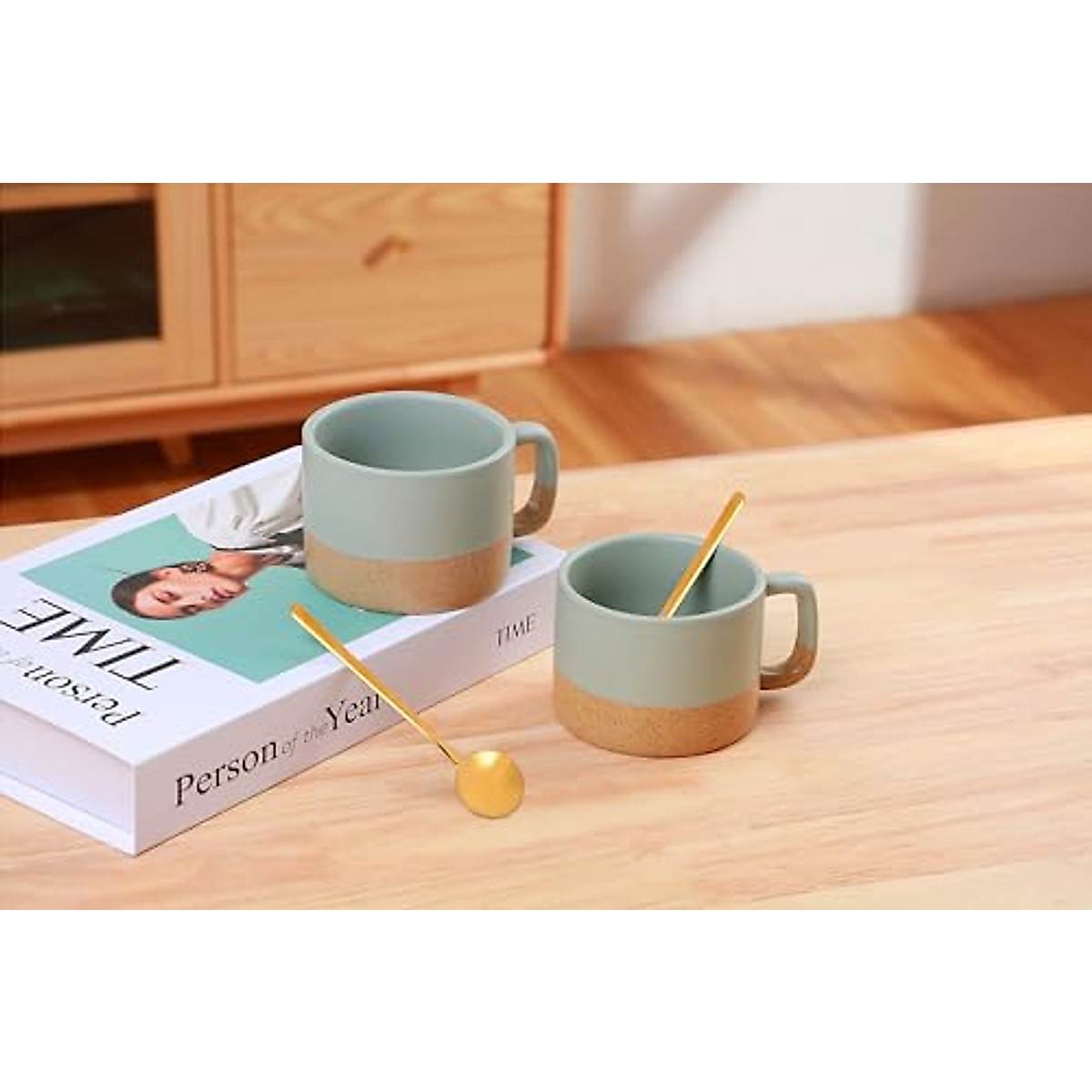 RB&RAMiCS 6 Pack Ceramic Coffee Mug Sets with small spoon, 10 Ounce Coffee Mugs, Restaurant Coffee Cups for Coffee, Tea, Cappuccino, Cocoa, Cereal (6)