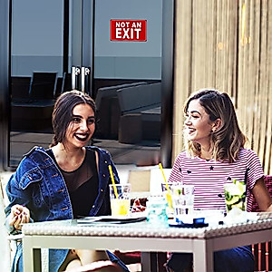 Not an Exit Signs Stickers-No Exit Door Sign Self Adhesive Vinyl Stickers- 12 x 7 Inches Decal Not an Exit Signs Label - Laminated for Ultimate UV - Resistant PVC - Weather&Scratch Resistant - Indoor & Outdoor Use - White Text on Red Base (4 Pack)