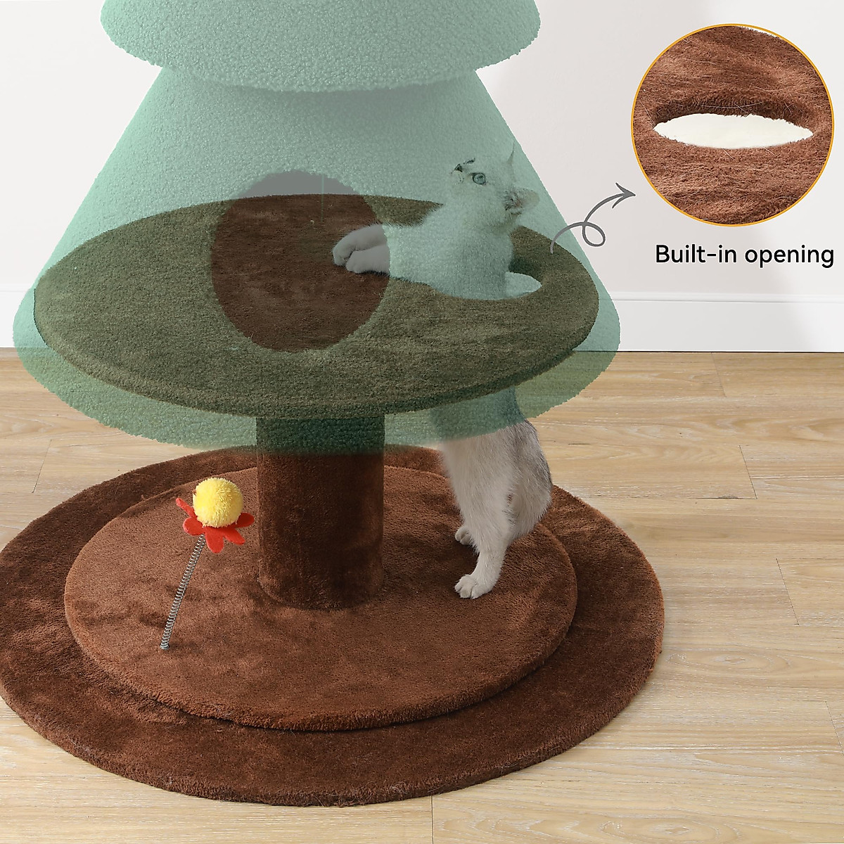 YITAHOME 60 inch Cat Tree for Indoor Cats, Tall Cat Tower Furniture with 2 Large Condos, 5ft Christmas Tree Party Decoration with Cat House and Beds