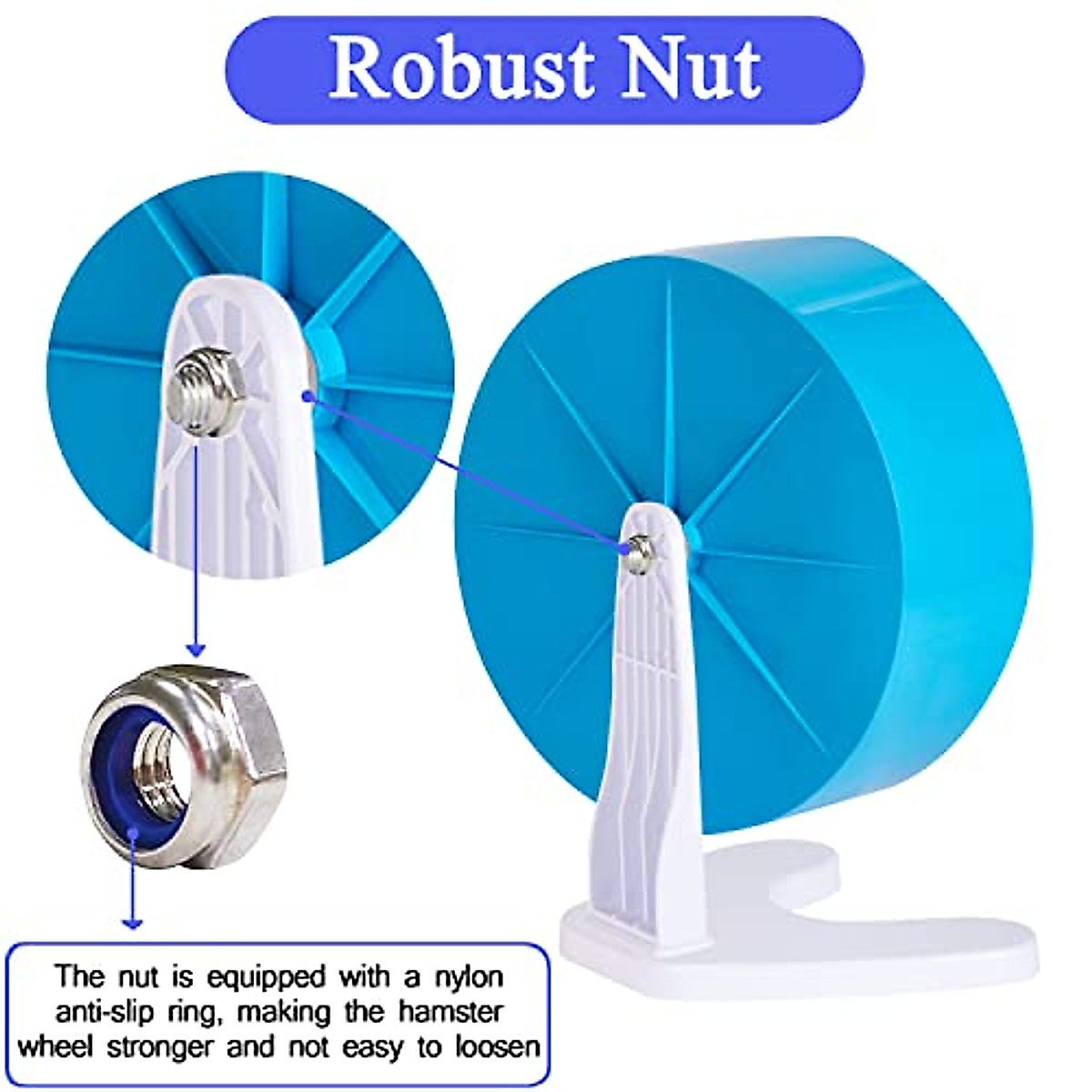 8.5 in Silent Hamster Wheel for Syrian Hamster Exercise Wheel & Quiet Hamster Running Spinner Wheel with Stable Stand for Hedgehog, Gerbils, Mice, Dwarf Hamster and More Small Pets, Blue