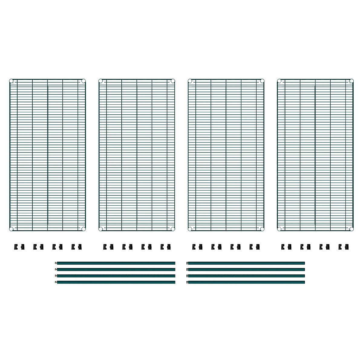METRO Super Erecta Metroseal Green Epoxy Shelving Unit - Industrial Wire Shelving for Restaurants, Kitchens, Walk-in Coolers/Freezers with Microban - 4 Tier, 2000 lbs Capacity, 24” W x 48” L x 74” H
