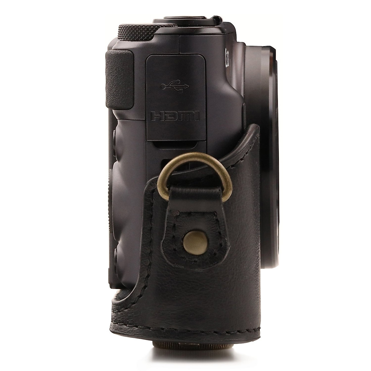 MegaGear MG1173 Canon PowerShot SX740 HS, SX730 HS Ever Ready Leather Camera Case with Strap - Black