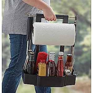 Mr. Bar-B-Q Adjustable Grilling Caddy | Store all your Grilling Accessories in One Place | Roller Towel Holder | Reduce Mess While Grilling