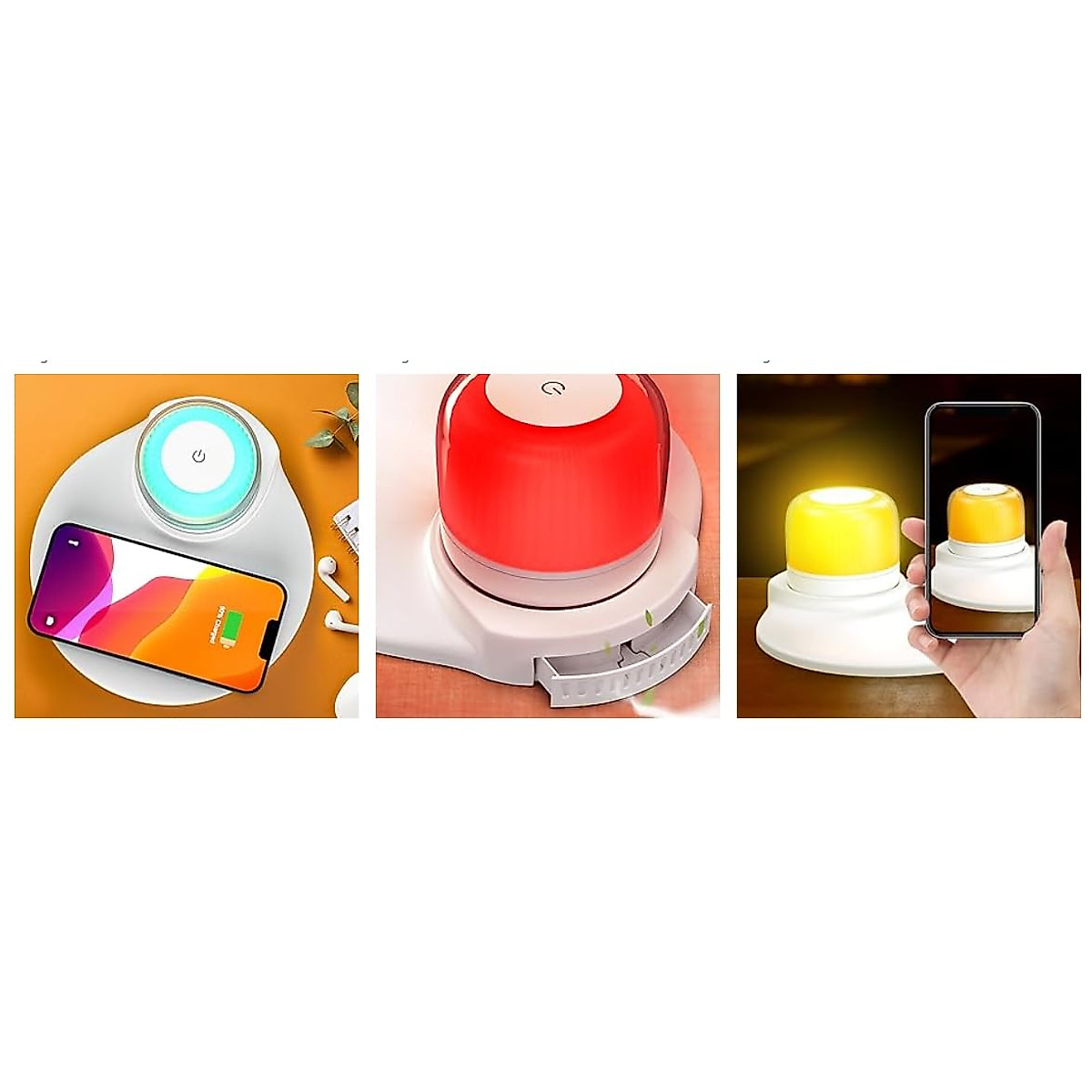 BEYONDOP Night Light, Touch Bedside Table Lamp for Bedrooms, Rechargeable Dimmable Small LED Lamp with RGB Lights, Smart Nightstand Lamp for Living Room Home Gifts