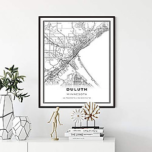 Skanndi Duluth Map Print, Minnesota MN USA Map Art Poster, Superior Modern Wall Art, Street Map Artwork 18x24