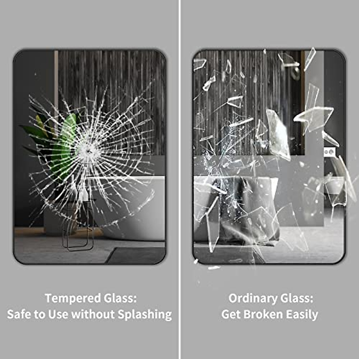 Amorho Black Frame Mirror for Wall, 22x 30 Rounded Corner Rectangle Mirror, Matte Black Bathroom Mirror, Metal Vanity Mirror, Tempered Glass Shatter-Proof Mirror (Horizontal/Vertical)