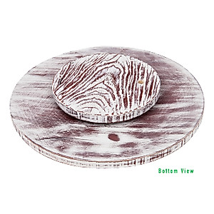 Mind Reader Torched Wood Spinning Lazy Susan, Rustic Farmhouse Rotating Organizer, 13" x 2", Brown