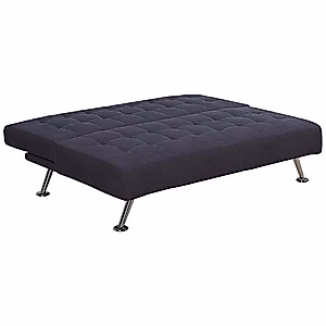 DHP Mabel Tufted Kids Sleeper Sofa in Dark Blue and Chrome