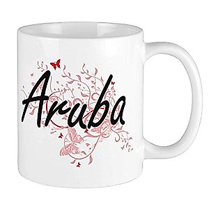 Aruba Artistic Design With Butterflies Mug Ceramic 11oz Coffee/Tea Cup Gift Stocking Stuffer
