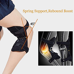 XIAORAN Knee Support - Adjustable Knee Pad Brace - Power Lift Joint Support Knee Pads Powerful Rebound Spring Force - for Gym Running Walking Basketball - Sports Injury Rehabilitation & Protection