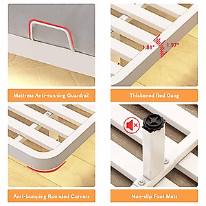 OSCHF Floating Metal Bed Frame - Queen Size Modern Platform with Smart LED Lights, Heavy Duty Bed Mattress Foundation, No Box Spring Needed, Warm White