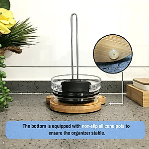 Faunayo 2 Packs Revolutionary Tumbler Lid Organizer, Detachable Bamboo Cup Lid Organizer, Vertical Storage for 10 Lids and More, Keep Kitchen Cabinets Clutter-Free and Countertops Organization