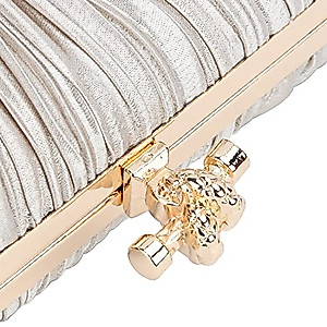 Freie Liebe Clutch Purses for Women Evening Bag Pleated Crossbody Purses Shoulder Bag with Chain Gold/Black/Silver