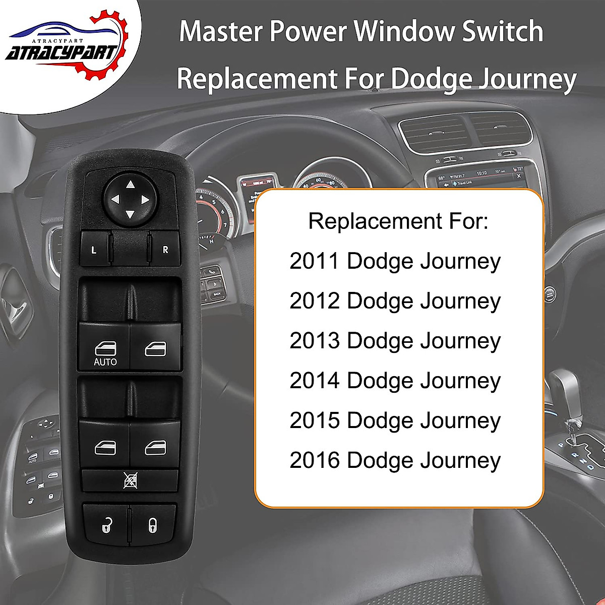 Master Power Window Switch | 8+13 PINS Check Required | Replacement for 2011-2016 Dodge Journey | Replaces# 68084001AD, 68084001AC, 68084001AB