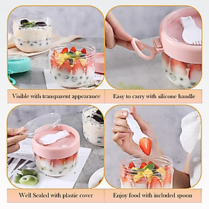 2PCS Overnight Oat Containers with Lids and Spoons, 20oz Portable Plastic Overnight Oats Jars, Leak-proof Breakfast On The Go Cups, Yogurt, Cereal, Milk, Salad Storage Container, Dishwasher Safe