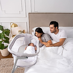 HALO Sleepsack Swaddle, 100% Cotton, Triangle Neutral, Small BassiNest Flex, Bedside Portable Crib, Heather Weave