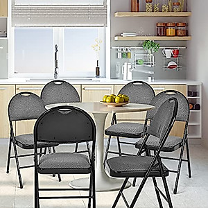 ARLIME 6 PCS Folding Chairs w/Padded Seats, Padded Folding Chair w/Handle Hole, Upholstered Seat, Steel Frame, Folding Chair for Home, Church, School, Office, Wedding Party, Courtyard Use, Grey