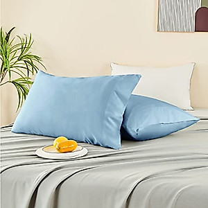BEDELITE Pillow Cases Standard Size Set of 2, Rayon Derived from Bamboo, Cooling Pillow Cases for Hot Sleepers & Night Sweats, Breathable and Silky Soft Envelope Pillowcases(Blue, 20"x26")