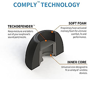 Comply TrueGrip TW-300-B Universal Replacement Earbud tip for Most True Wireless Devices; Compatible with Anker Soundcore Liberty Air 2 Pro, Nothing Ear (1), JBL Live Pro and More (Medium, 3 Pairs)