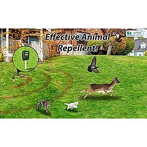 GARDEN SECRETS Compact Solar Ultrasonic Animal Repellent. Skunk Raccoon Deer Coyote Cat Rat Mice etc Deterrent. Keep Pests Away from Your Property Within 2-4 Weeks. Whole Year Full Warranty (1)