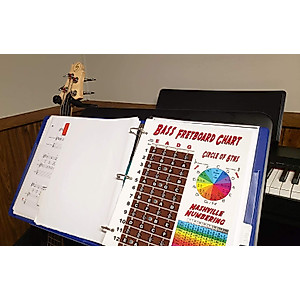 Laminated 4 String Bass Fretboard Notes Chart Nashville Number System & Circle of 5ths Easy Instructional Poster for Beginner for Notebook - A New Song Music 8.5 x 11