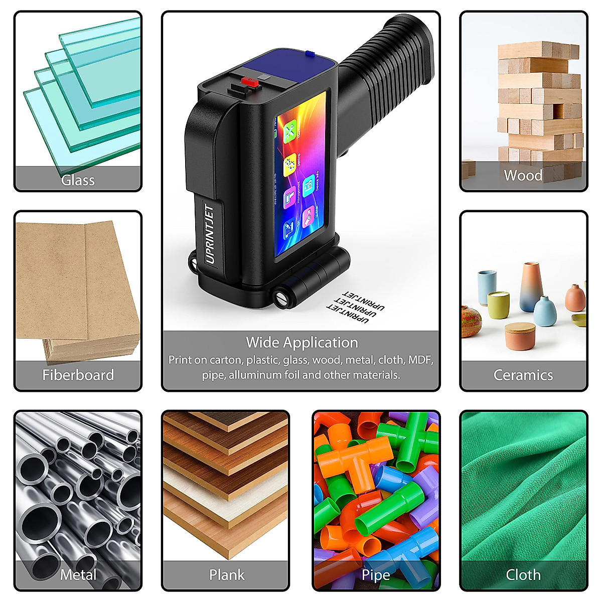 UPRINTJET Handheld Inkjet Printer B35 Print Height 0.098-1" Handheld Printer for Variable Data QRCode Barcode Logo Date Number Label Inkjet Printer with Solvent Quick Dry Ink for Almost Any Surfaces