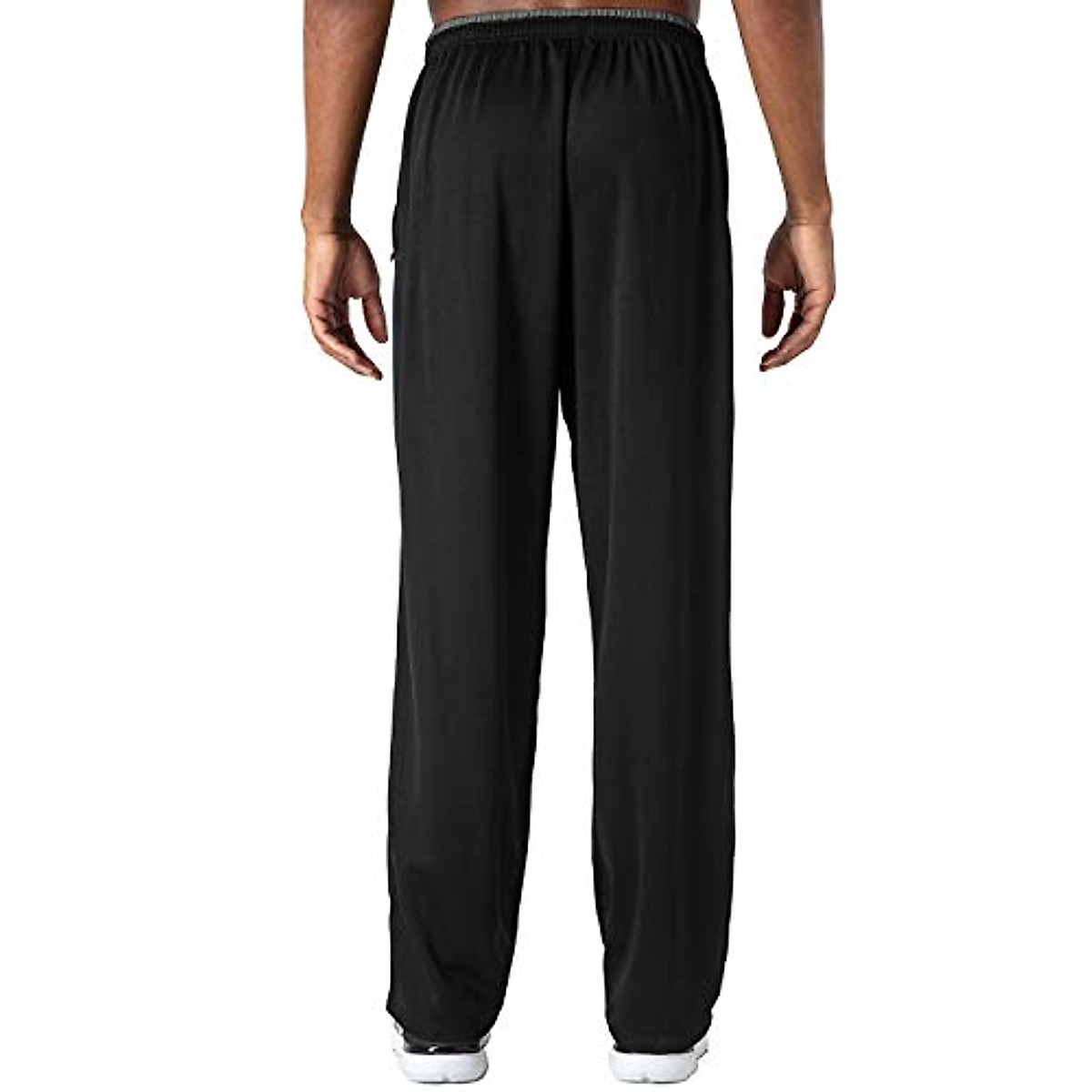 TOTNMC Men's Sweatpants Athletic Warm Up Pants Open Bottom Pants 2 Zipper Pockets Black/Gray